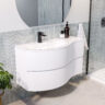 1000mm White Wall Hung Left Hand Curved Vanity Unit with Basin – Tulum ...