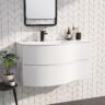 1000mm White Wall Hung Left Hand Curved Vanity Unit with Basin – Tulum ...