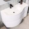 1000mm White Wall Hung Left Hand Curved Vanity Unit with Basin – Tulum ...