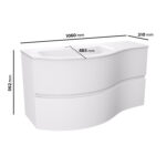 1000mm White Wall Hung Left Hand Curved Vanity Unit with Basin – Tulum ...